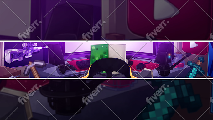 Draw a cartoon minecraft banner for you by Articsheep | Fiverr
