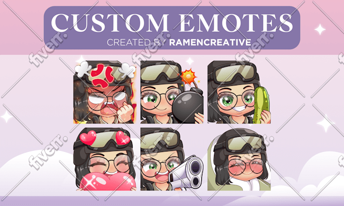 Cute twitch emotes, badges in my chibi style 24 hours by Ramencreative ...