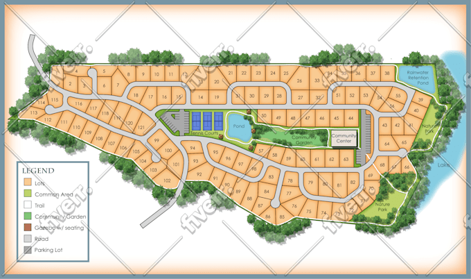 Draw vector site plan or map illustration for real estate property by ...