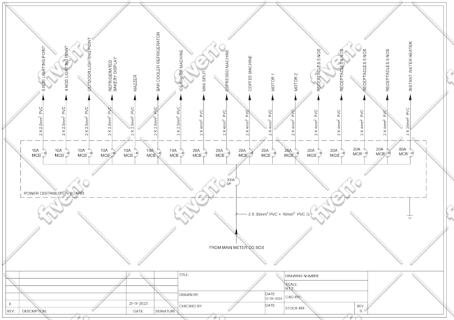 Draw electrical wiring diagram single line diagram power control cad by ...
