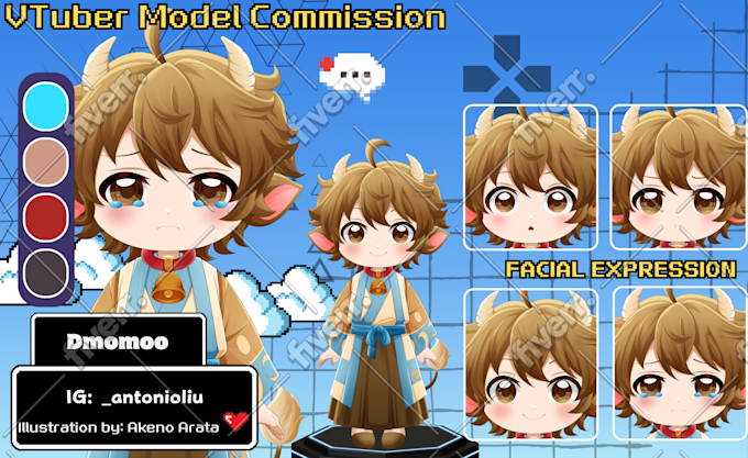 Create cute live2d vtuber avatar model for your streams in chibi style ...