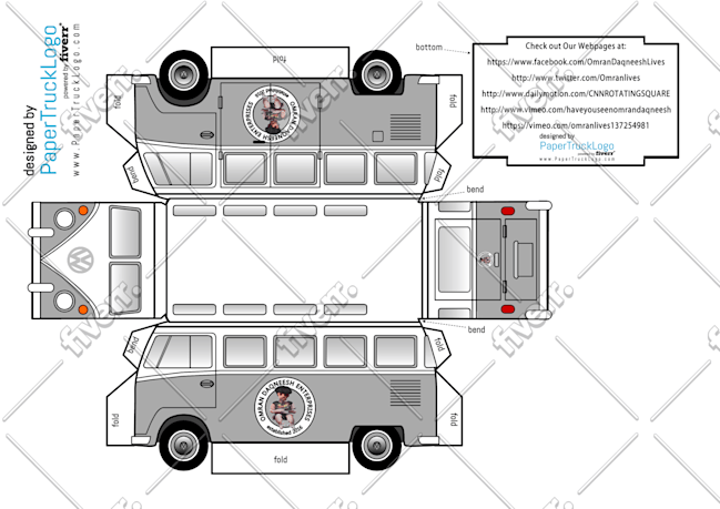 Make a papercraft classic vw bus with your logo on it by Papertrucklogo ...
