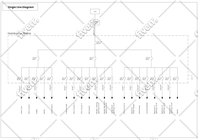 Draw electrical wiring diagram single line diagram power control cad by ...
