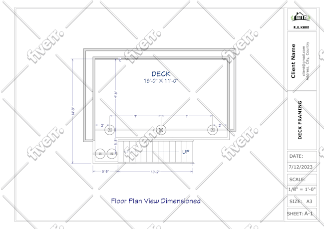 Design deck, patio, porch framing, 2d, 3d model by Rehmatullahk998 | Fiverr