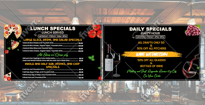 Design static tv screen menu, digital menu board, and restaurant menu ...