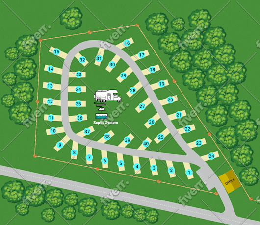 Design rv park map, campground map, and plat map vector illustration by ...