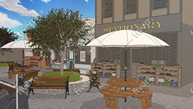 Make 3d sketchup for webtoon comic manga backgrounds by Prasetyo8 | Fiverr