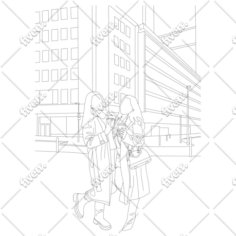 Draw custom line art portrait, faceless outline drawing 2 hour by ...