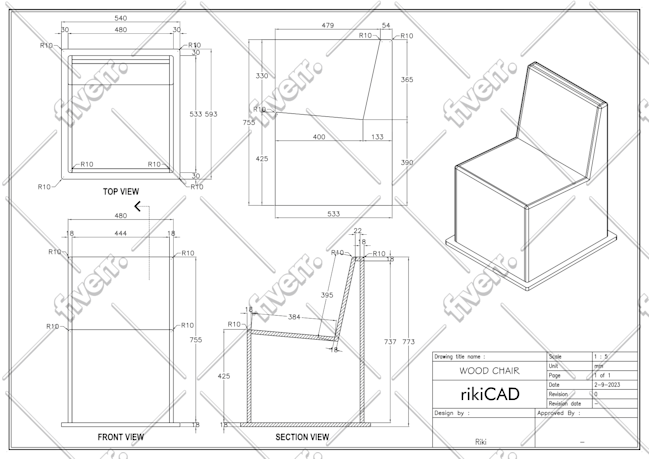 Design wooden chairs in autocad by Rikicad | Fiverr