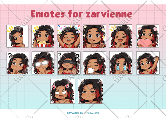 Draw twitch emotes in a kawaii style by Team_richmei | Fiverr