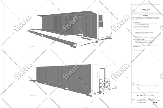 Draw shipping container home blueprint set by Msamara | Fiverr