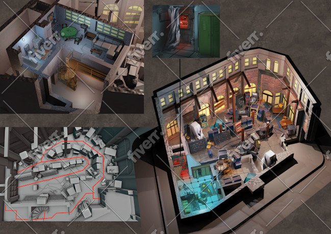 Create environment or interior cutaway concept, 3d included by Dimax ...