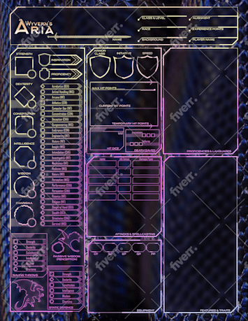 Design a custom character sheet for your rpg game by Sus_design | Fiverr