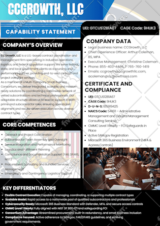 Design government capability statement, government contract capability ...