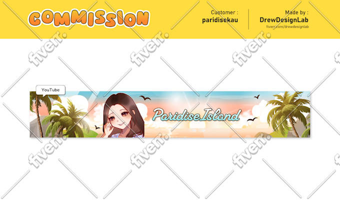 Design cute vtuber anime banner header for twitch, youtube by ...