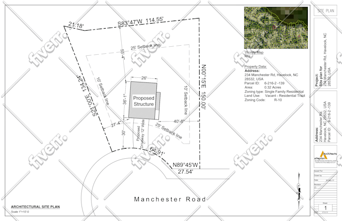 Draw 2d site plan, plot plan, lot subdivision for city permit in 24 ...