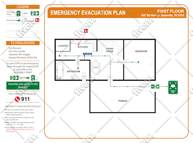 Design fire emergency evacuation exit plan, map, diagram by ...