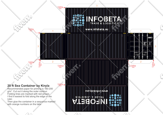 Make a papercraft shipping container with your logo on it by Kiryla ...