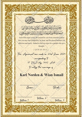 Design customized nikah certificate or marriage certificate by ...