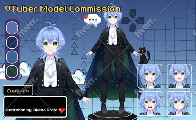 Draw cute live2d vtuber avatar model for your streams in chibi style by ...