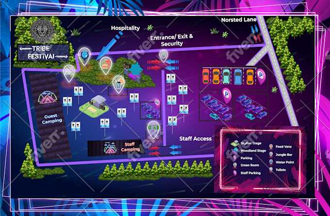 Design an eye catching event map by Grdesign | Fiverr