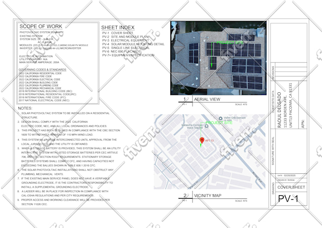Design solar pv permit plan in usa and drafting 2d auto cad by ...