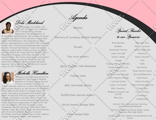 Design a tri fold event program by Crystalg81 | Fiverr