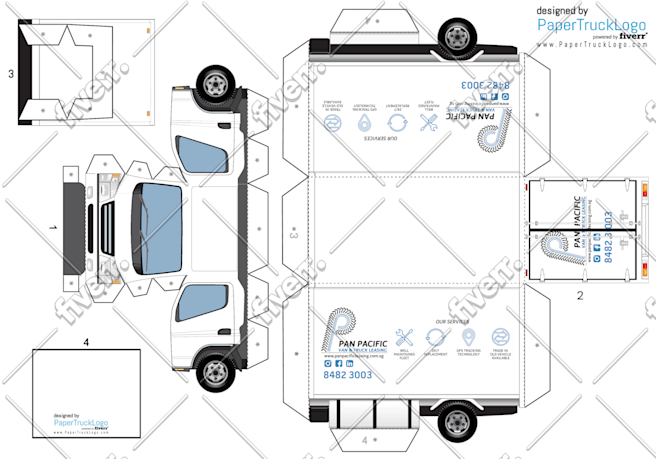 Make a papercraft box truck with your logo on it by Papertrucklogo | Fiverr