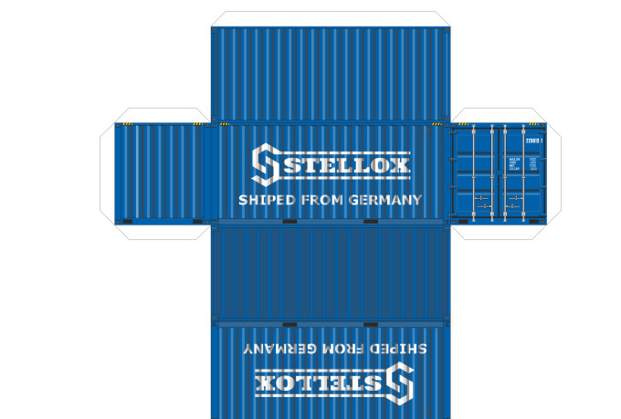 Make a papercraft shipping container with your logo on it by Kiryla