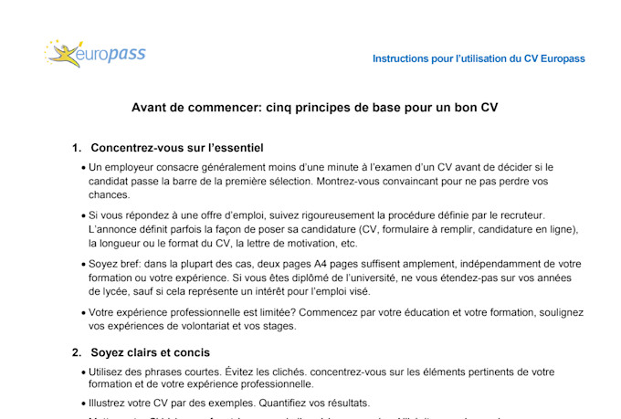 Create europass cv for erasmus mobility requirement by Redactions | Fiverr