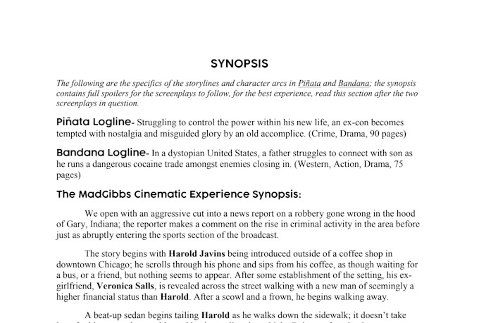 Write the synopsis and logline for your script by Sammycastellino | Fiverr