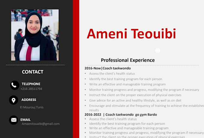 Write and design for you a professional resume by Abir_ghribi | Fiverr