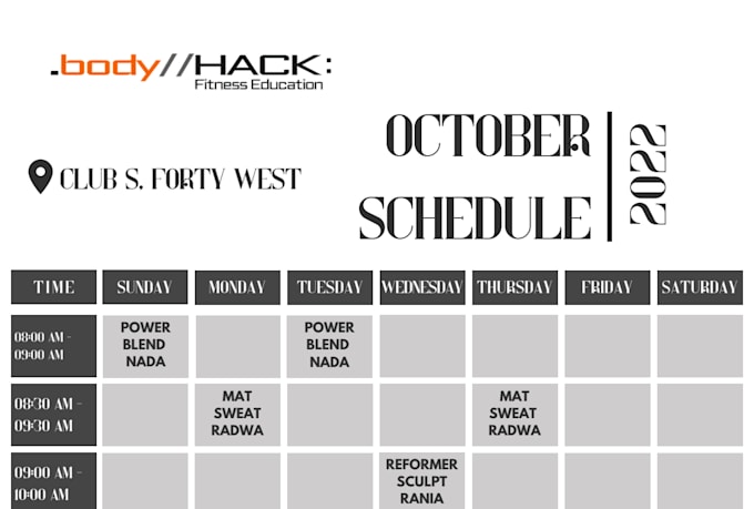 Create unique, modern schedules by Aishasobh | Fiverr