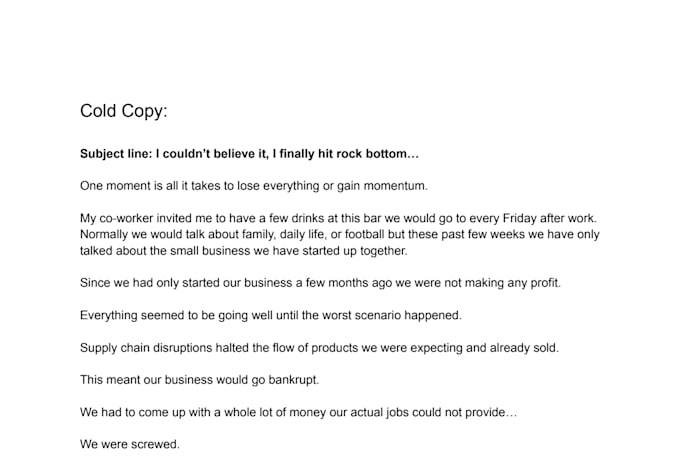 Write a cold copy for lead generation by Bradenliner | Fiverr