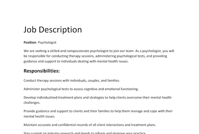 Write expert hr services job descriptions, offer letters, and employee ...