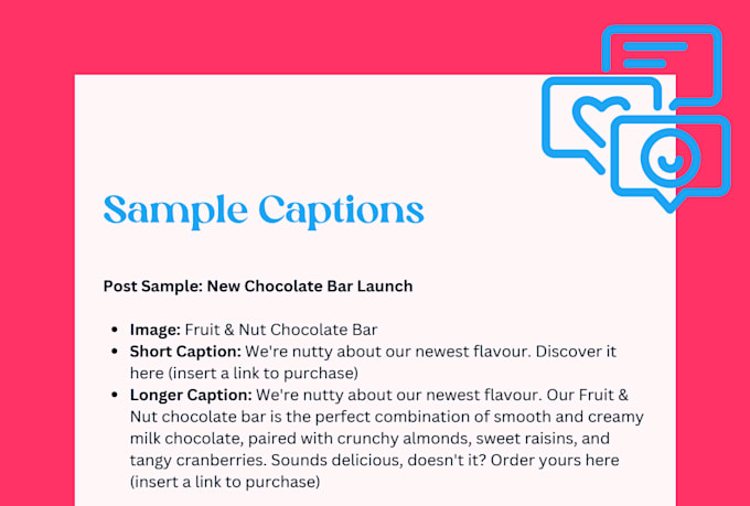 Write engaging social media captions for your brand by Lauralynam | Fiverr