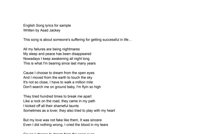 Write your english song lyrics by Asadjackey | Fiverr