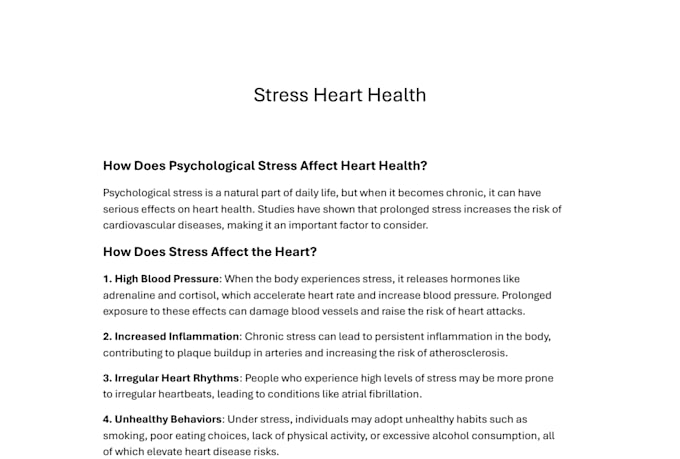 Write about heart health generraly by Bader_abdulaziz | Fiverr