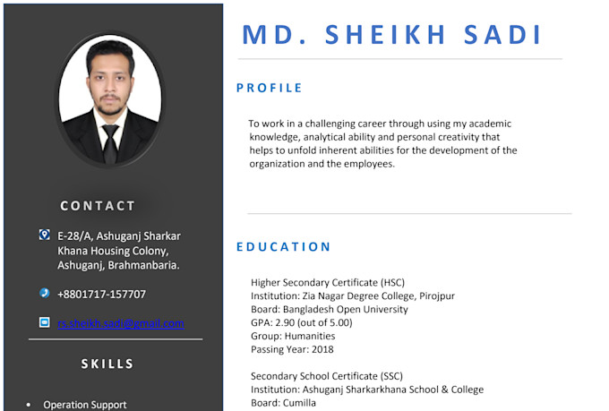 Design modern resume, cv, and business card using canva by Sadi_disital ...