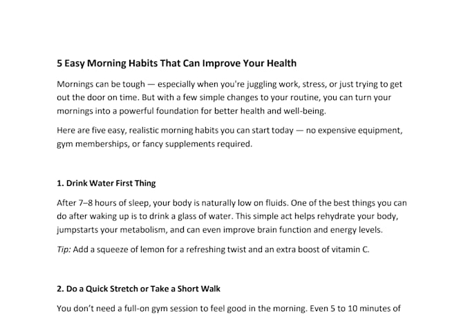 Build your perfect morning routine plan by Contentbyannah | Fiverr