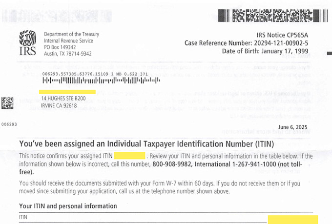 Help to get your itin individual taxpayer number by Zainhanif784 | Fiverr
