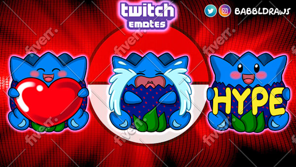 Create cute pokemon twitch or discord emotes sub badges by Cricaart