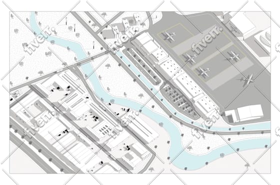 Make a 3d exploded axonometric architecture diagram by Ahmedkita