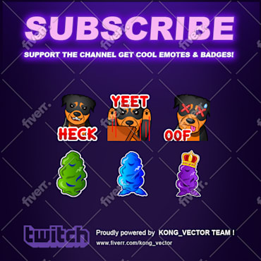 Create express custom twitch emotes,sub badges by Kong_vector