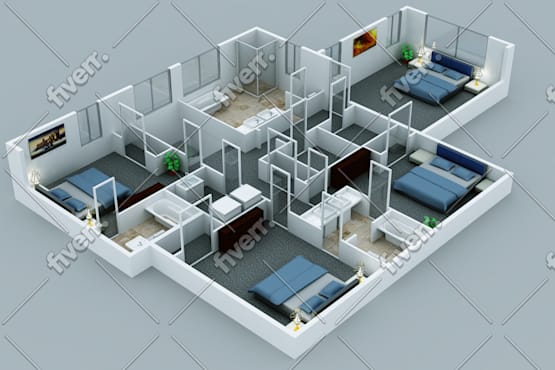 Make 3d floor plan from your plan by Mishu_arch