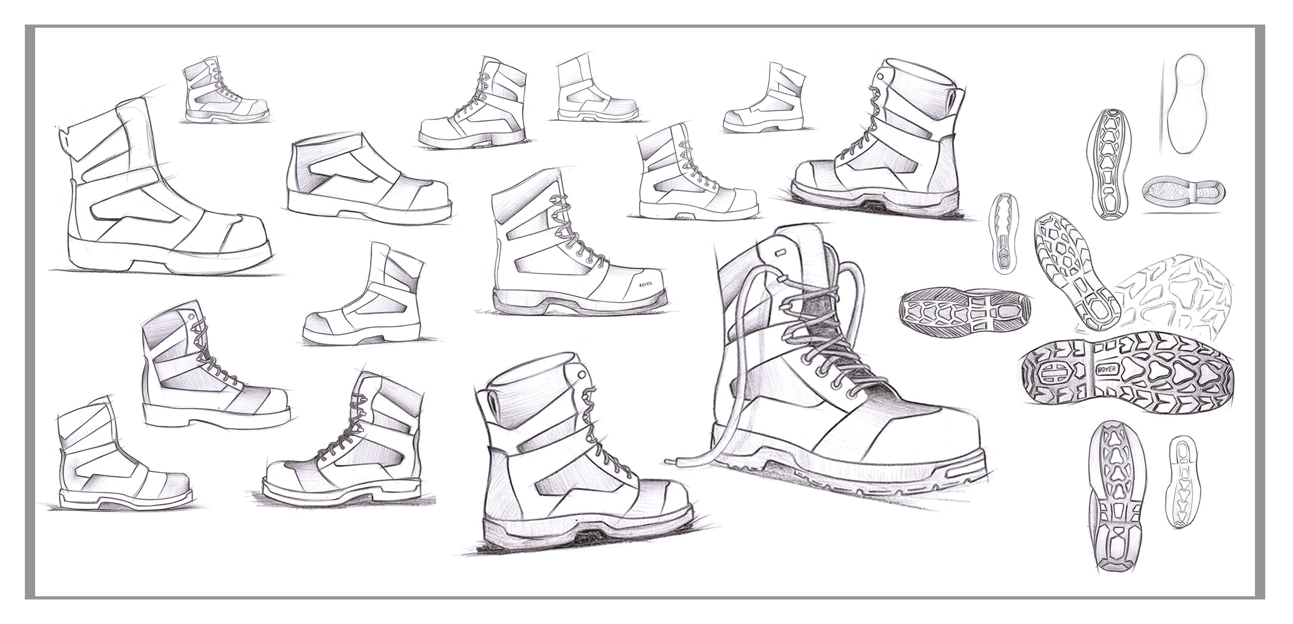 combat boots drawing ref