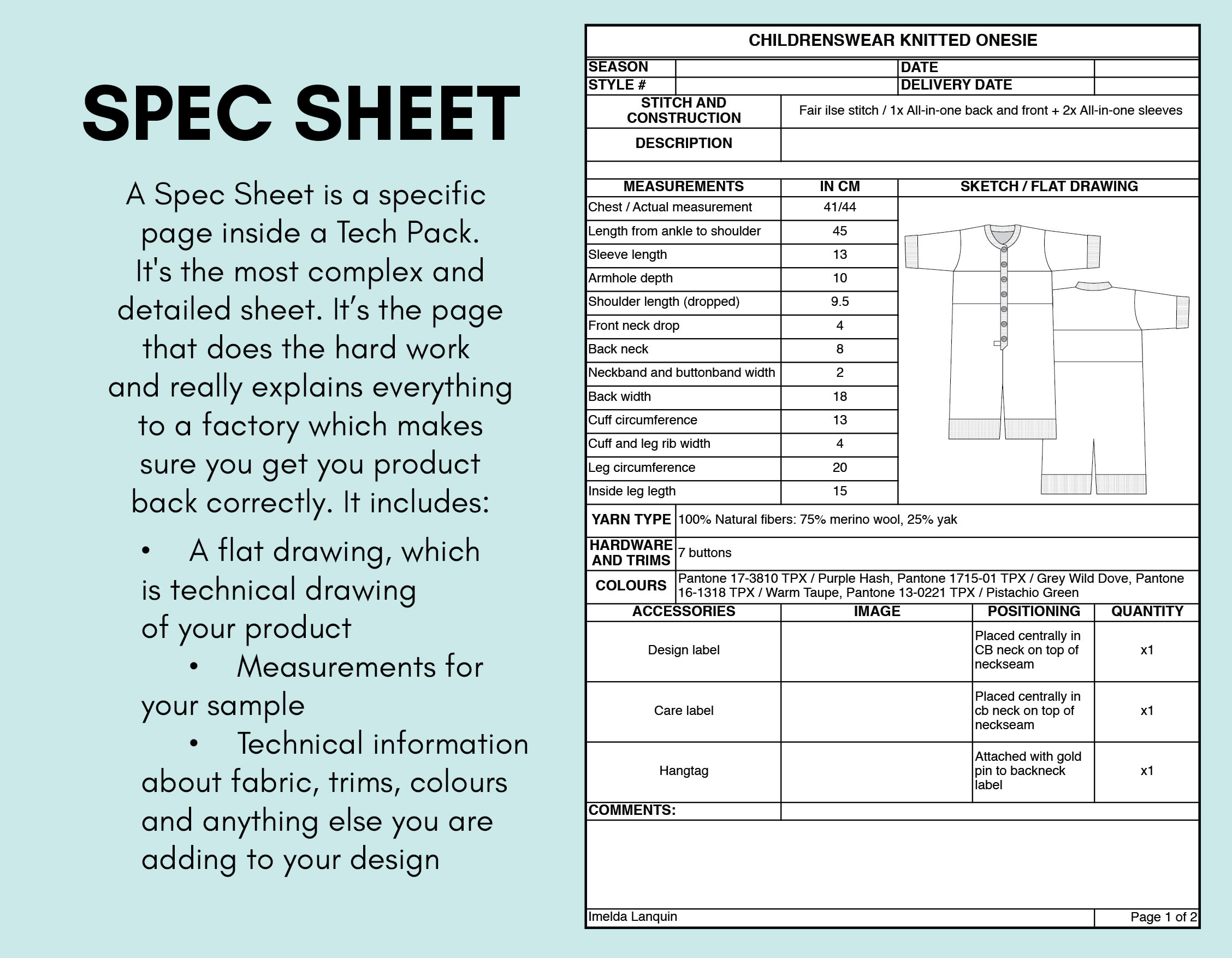 Fashion Spec Sheet Sample Master Template