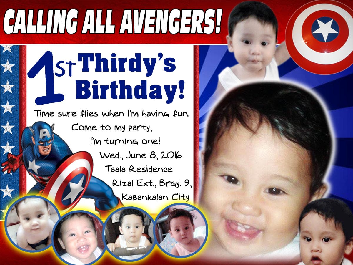 Marvel Birthday And Christening Invitation Captain America Themed