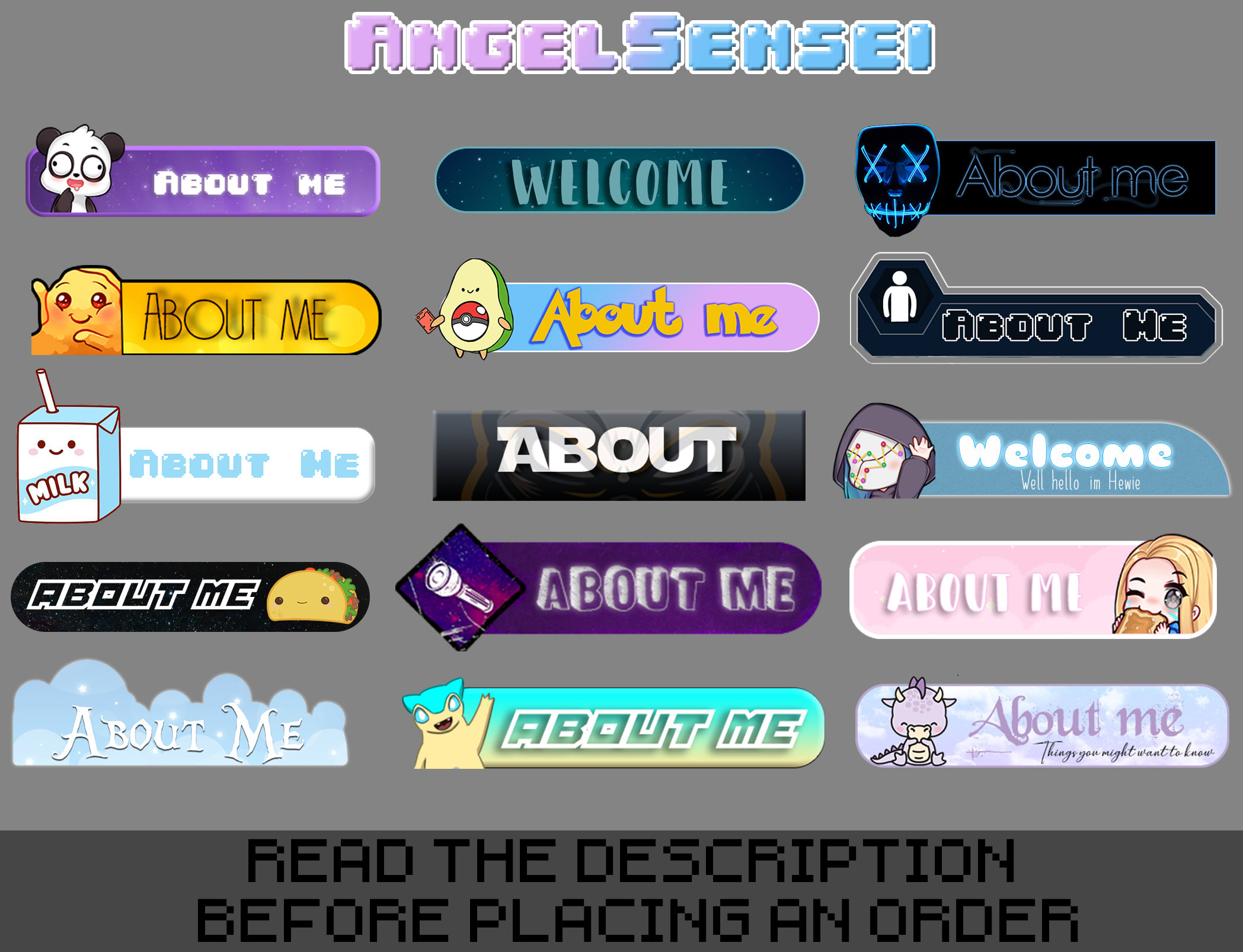 Holographic Chrome TWITCH Panels Premade DIGITAL Panel Design. Paper ...