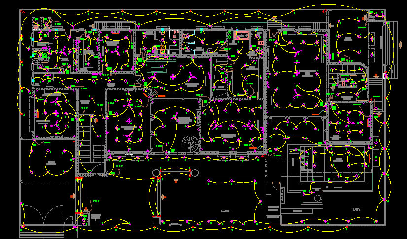 Autocad House Electrical Drawing Lighting And Power Layout For